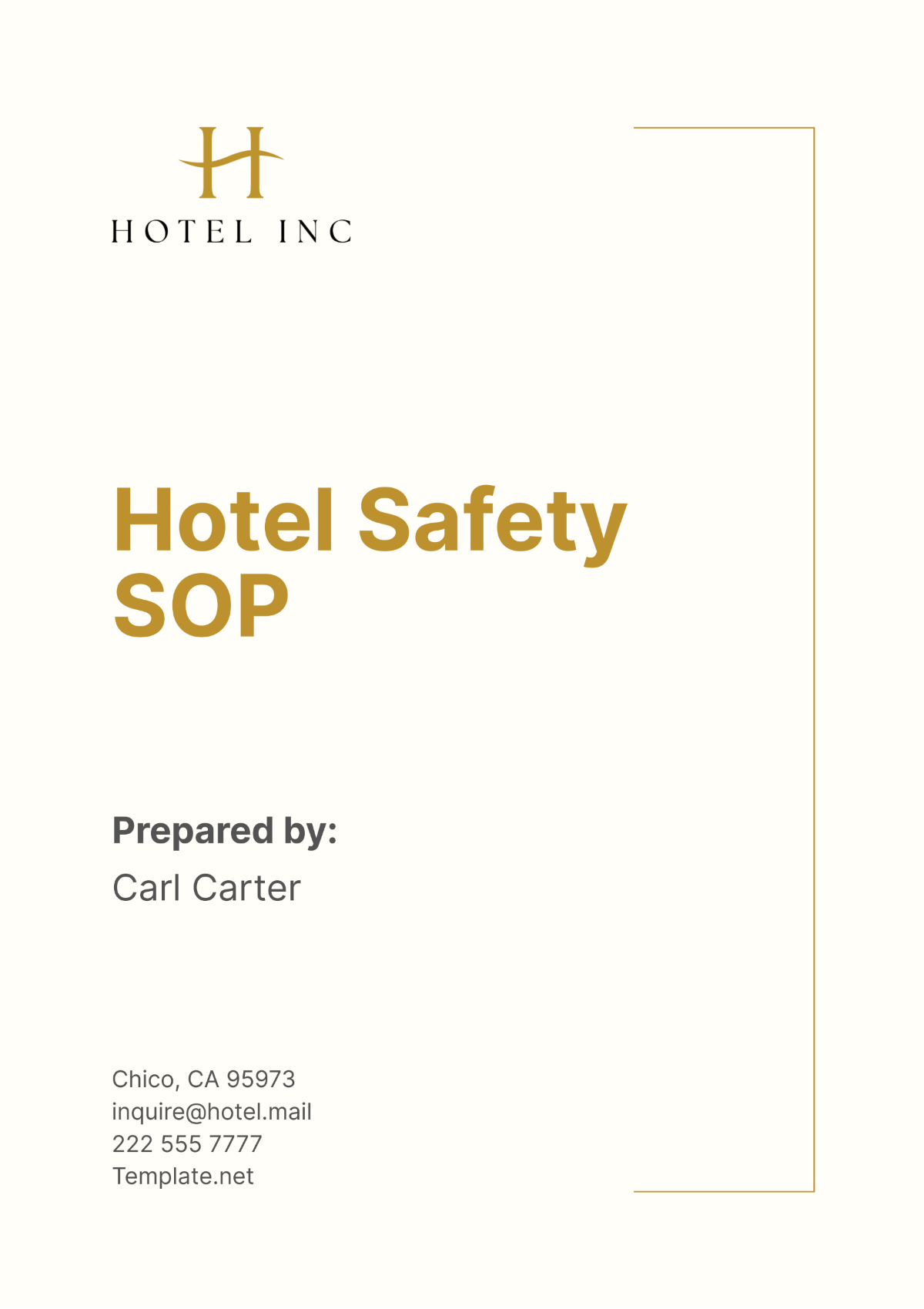 Hotel Safety SOP Template - Edit Online & Download Example | Template.net