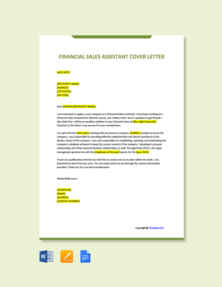 Free Financial Planning Assistant Cover Letter Template - Google Docs ...