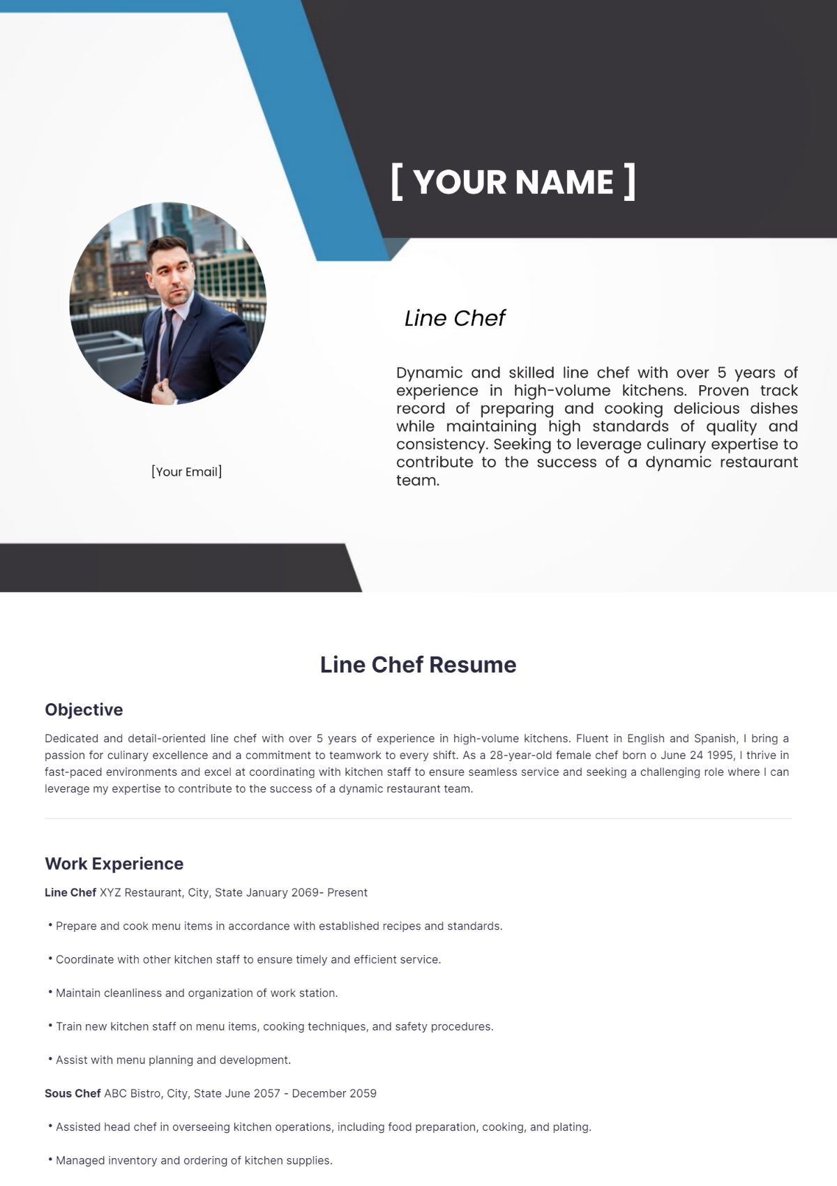 Line Chef Resume - Edit Online & Download Example | Template.net