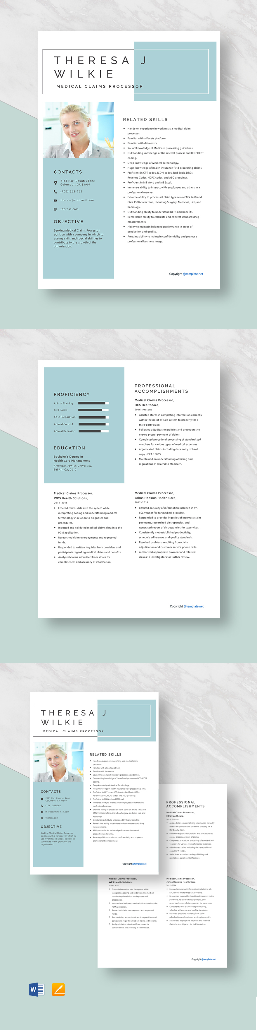 Medical Claims Processor Resume Template - Word, Apple Pages | Template.net