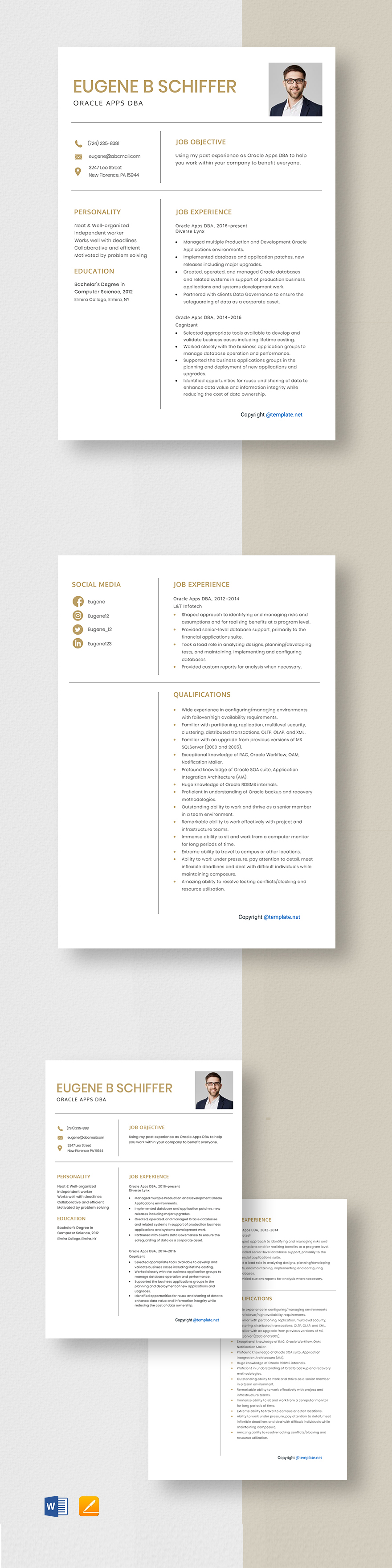 Oracle Apps DBA Resume Template - Word, Apple Pages | Template.net Oracle Apps DBA Resume Template - Word, Apple Pages | Template.net