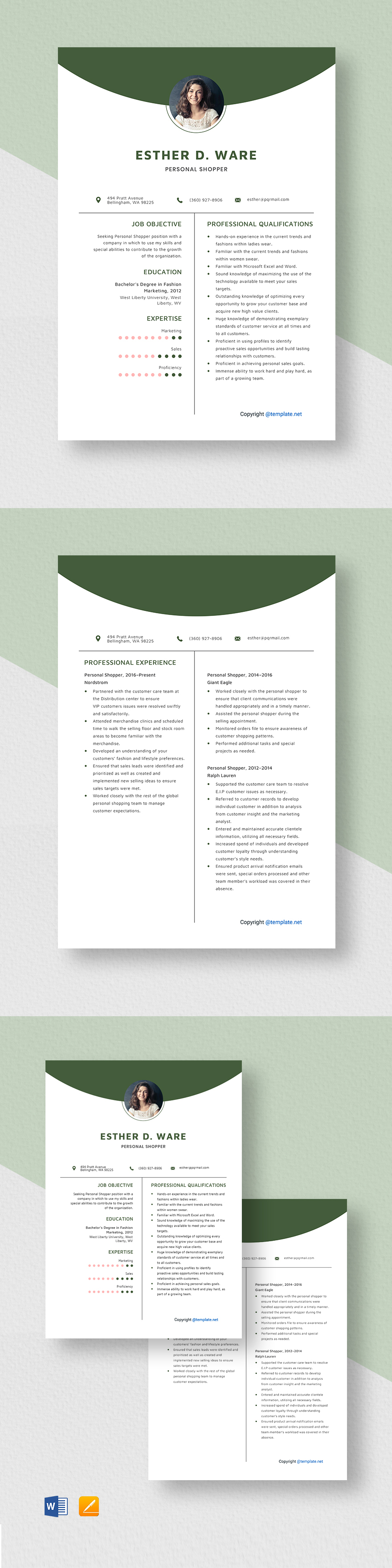 Personal Shopper Resume Template - Word, Apple Pages | Template.net