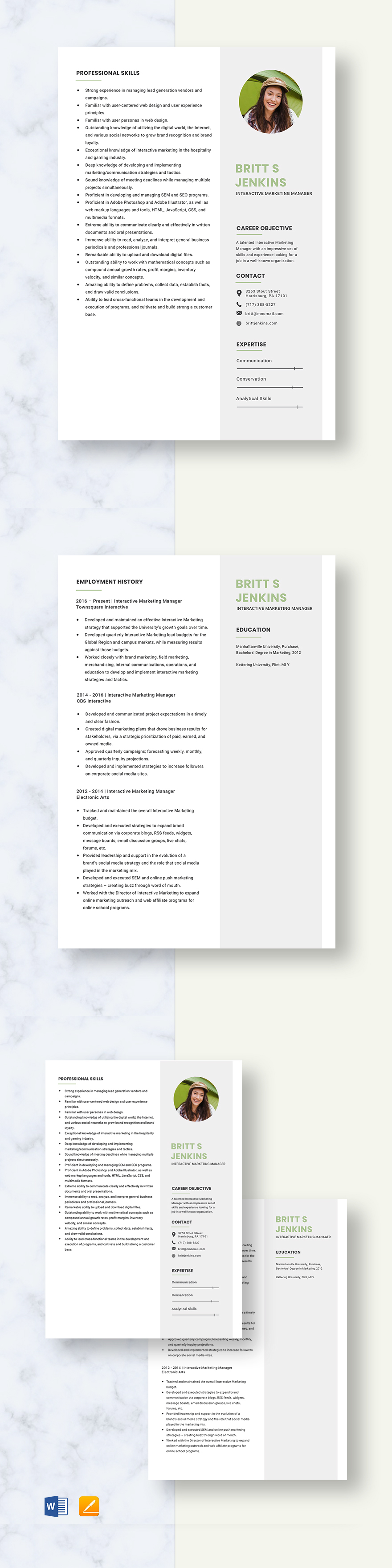 Free Interactive Marketing Manager Resume Template - Word, Apple Pages ...