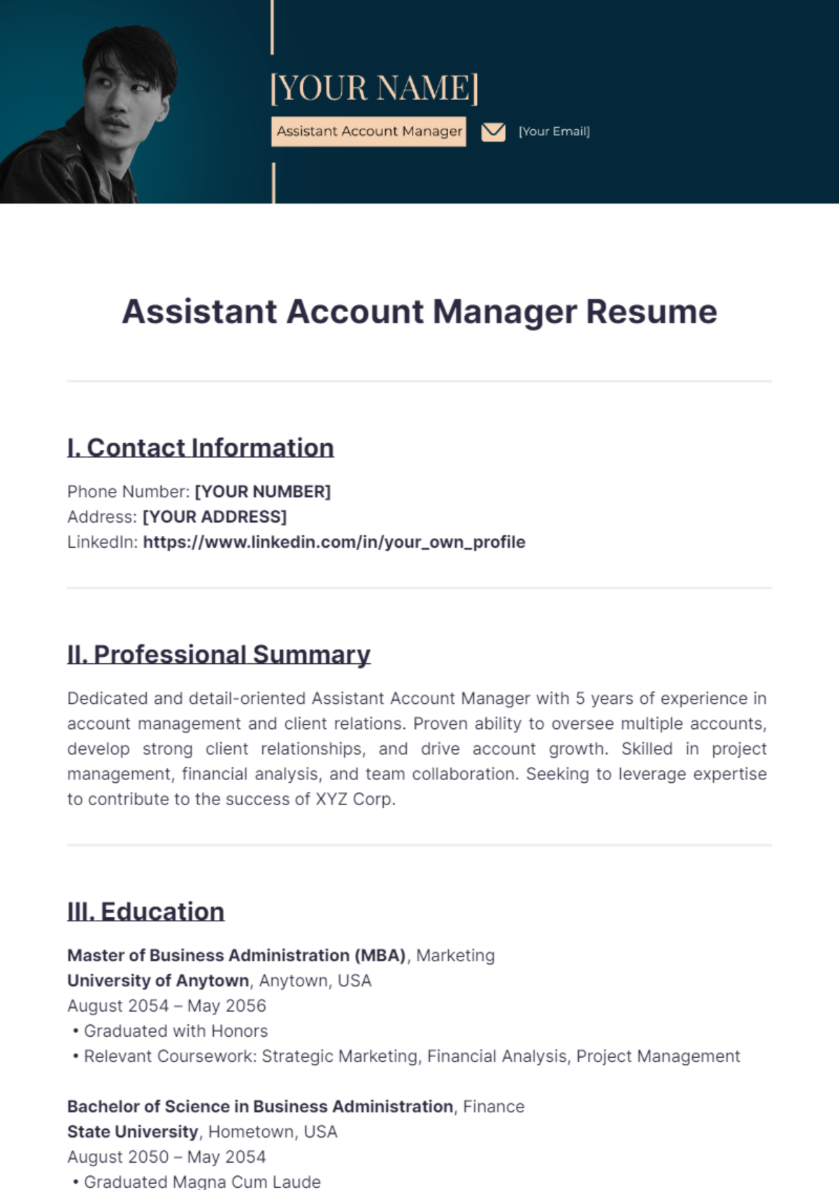 Assistant Account Manager Resume - Edit Online & Download Example ...