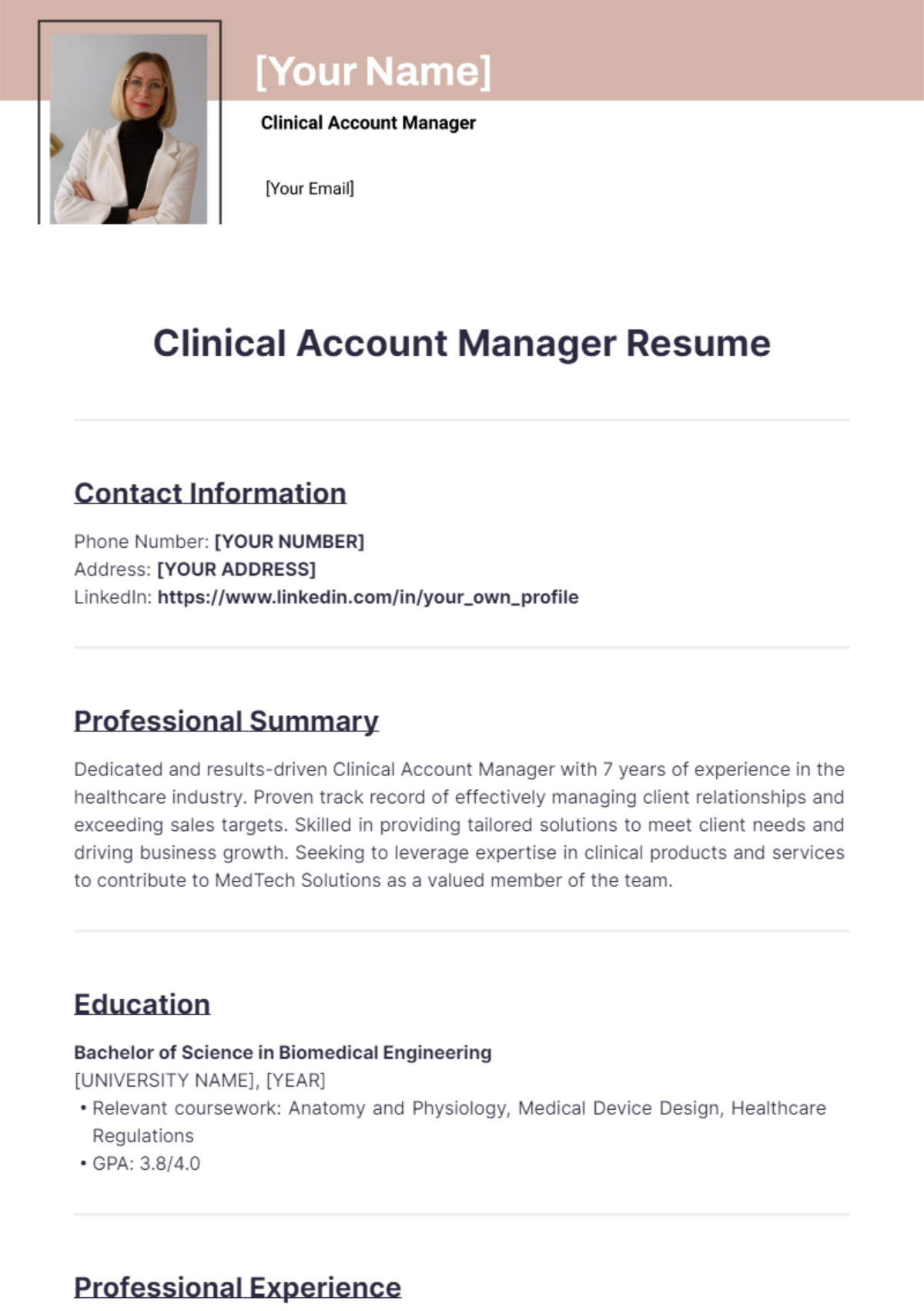 Clinical Account Manager Resume - Edit Online & Download Example ...