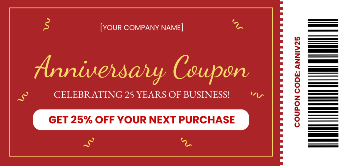Anniversary Coupon Template - Edit Online & Download Example | Template.net