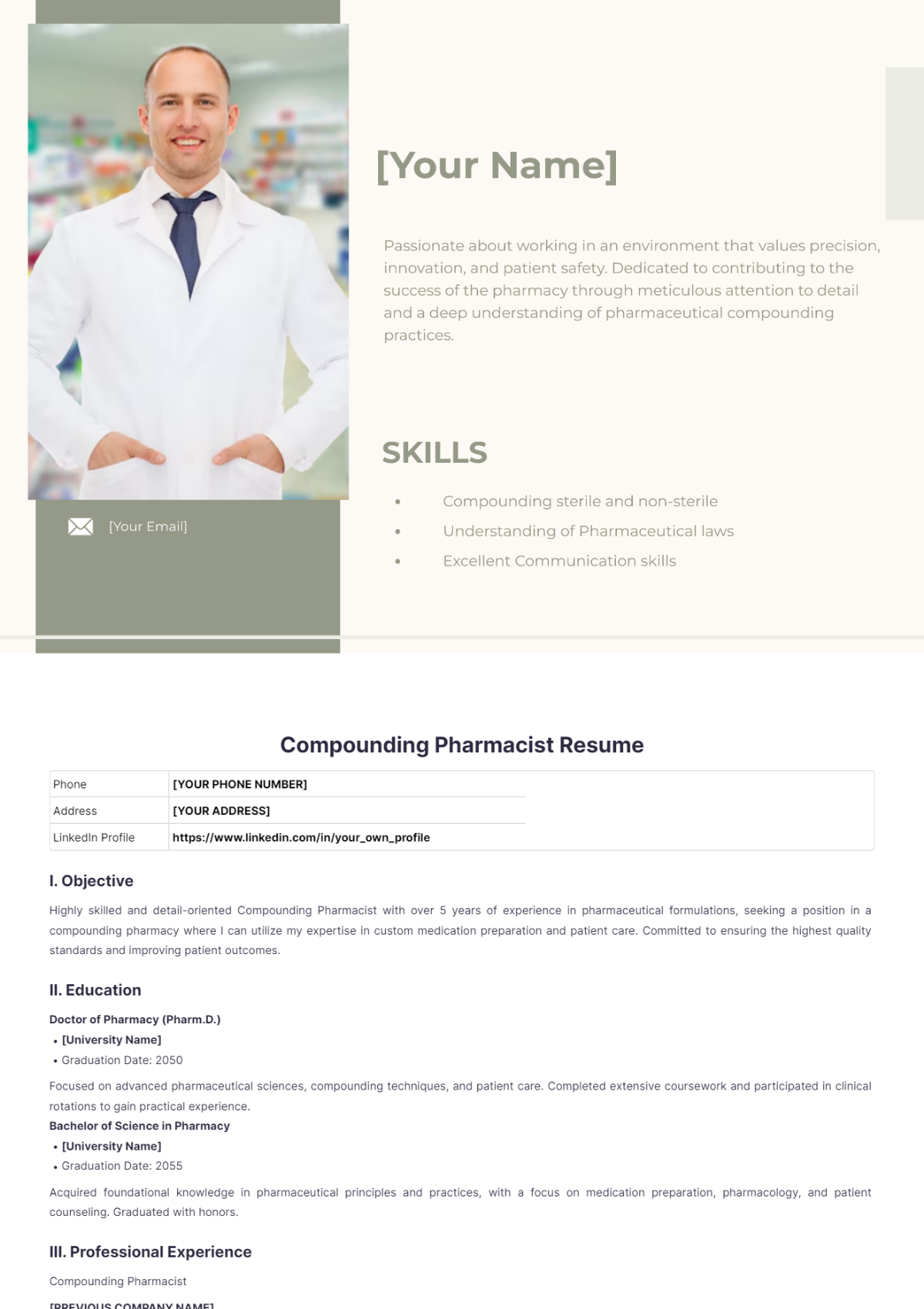 Compounding Pharmacist Resume Templates - Edit Online & Download ...