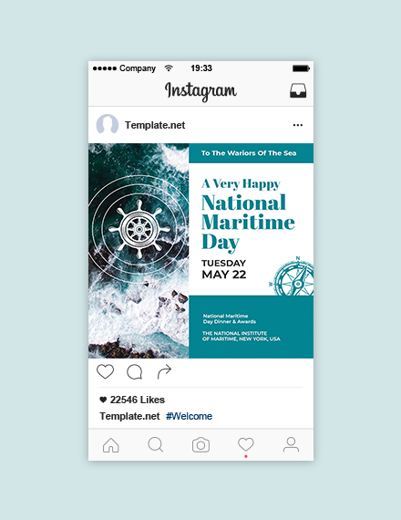 Free National Maritime Day Instagram Post Template - PSD | Template.net