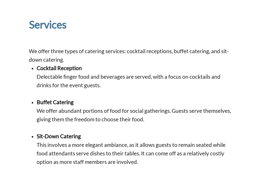 Sample Catering Proposal Template in Google Docs, Word, Apple Pages ...