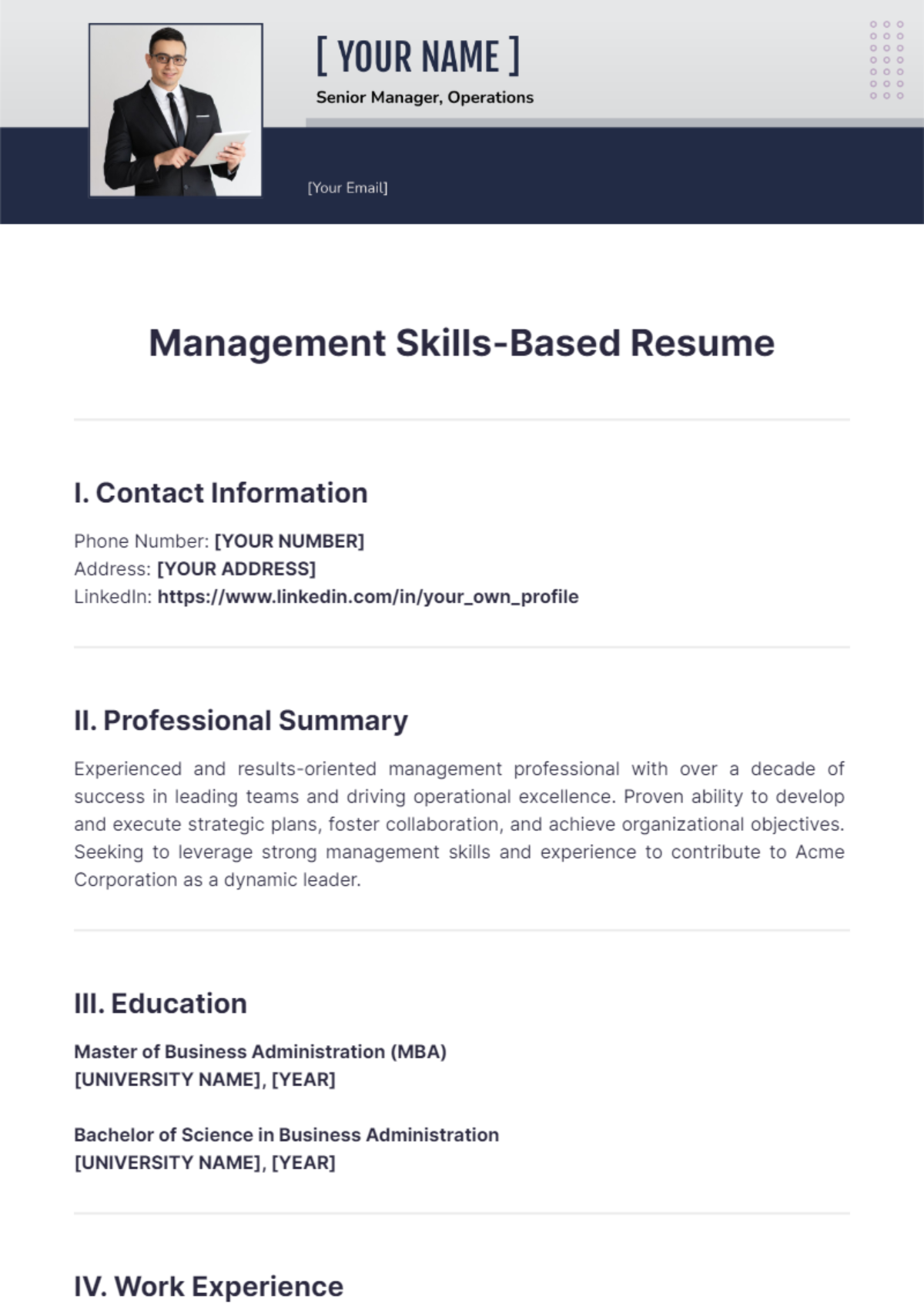 Management Skills Based Resume - Edit Online & Download Example ...