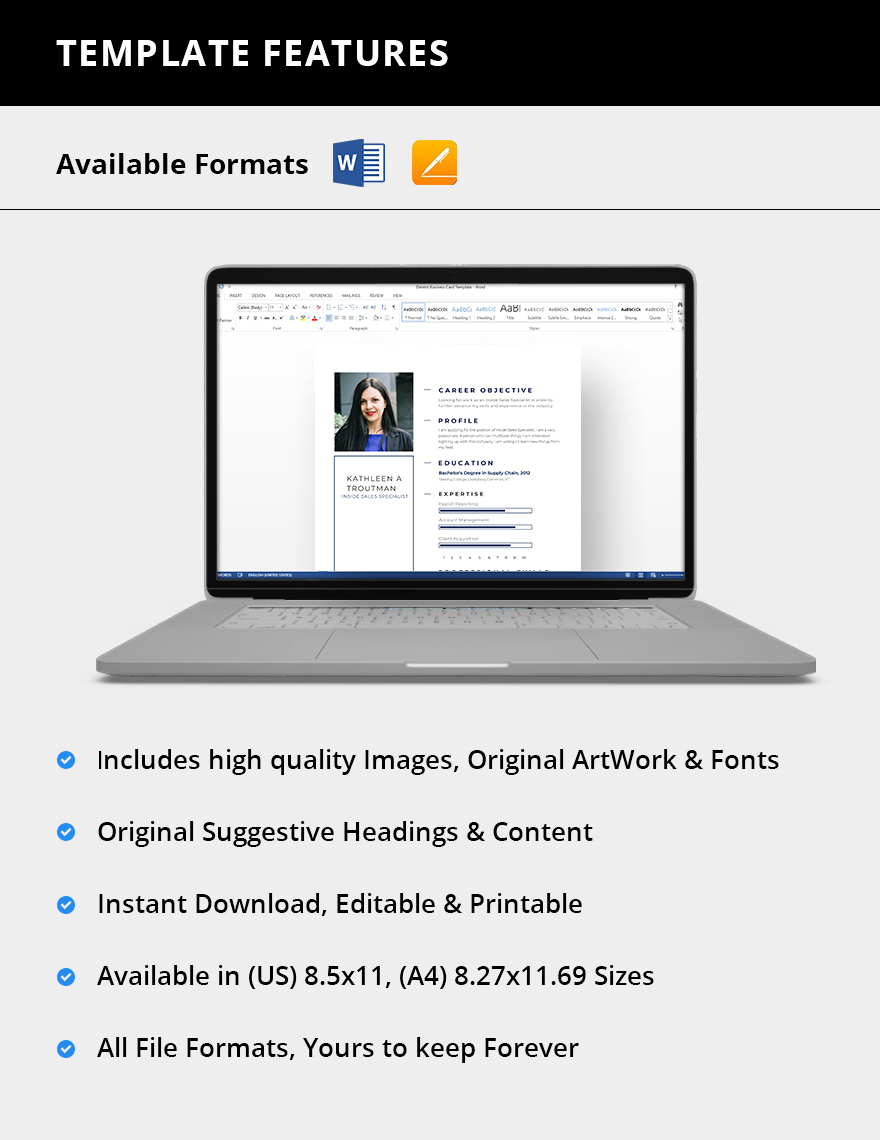 Free Inside Sales Specialist Resume Template - Word, Apple Pages ...