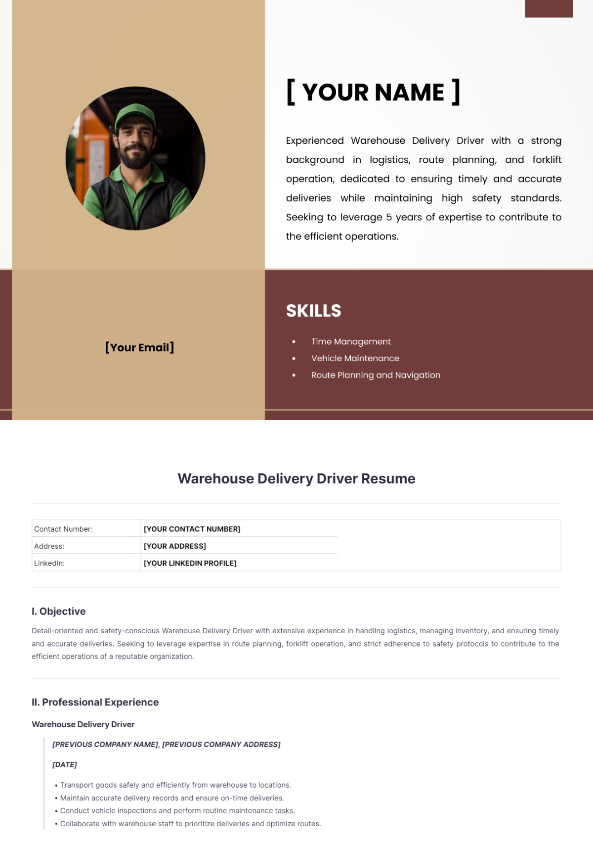 Warehouse Delivery Driver Resume - Edit Online & Download Example ... Warehouse Delivery Driver Resume - Edit Online & Download Example ...