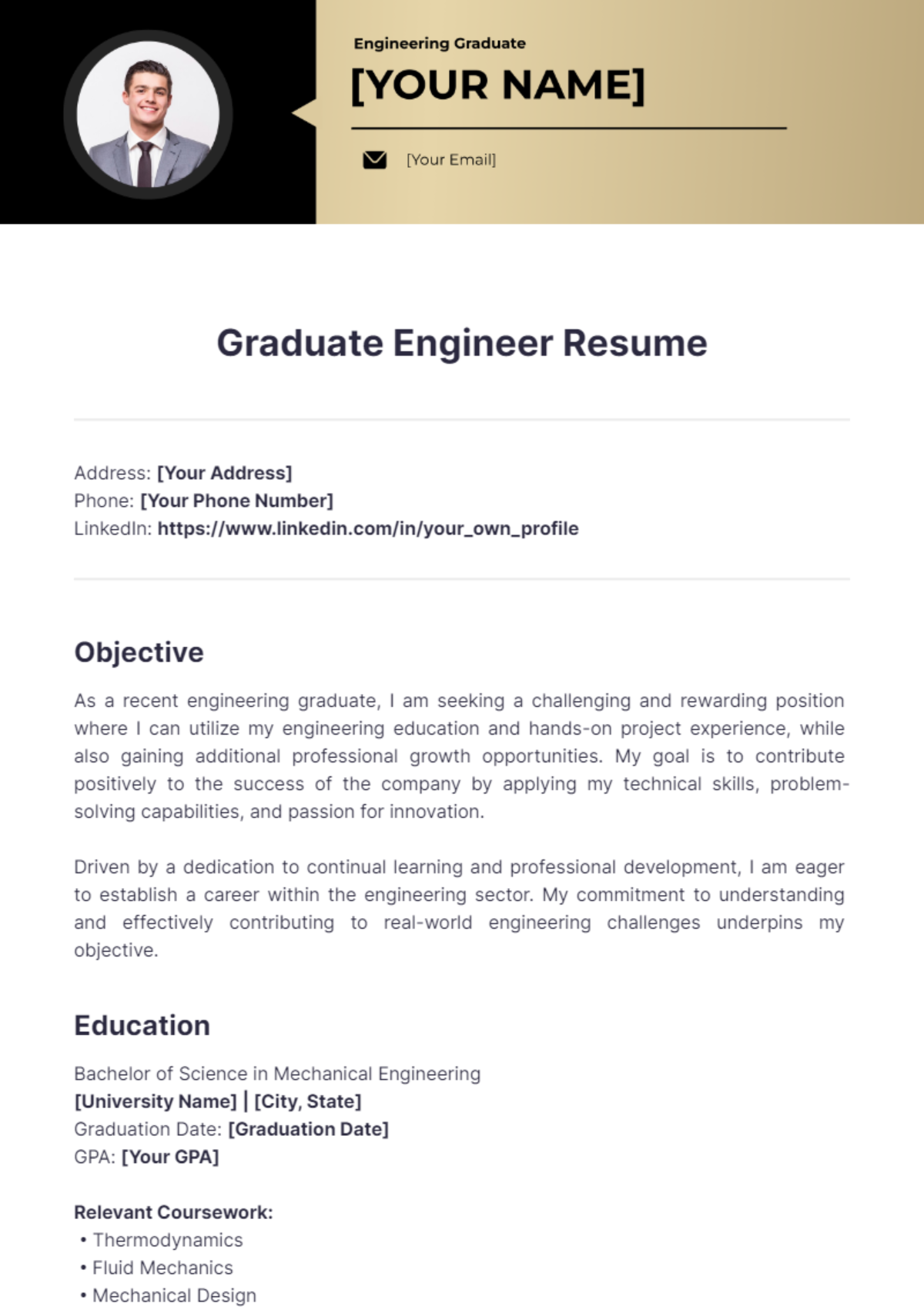 Graduate Engineer Resume - Edit Online & Download Example | Template.net