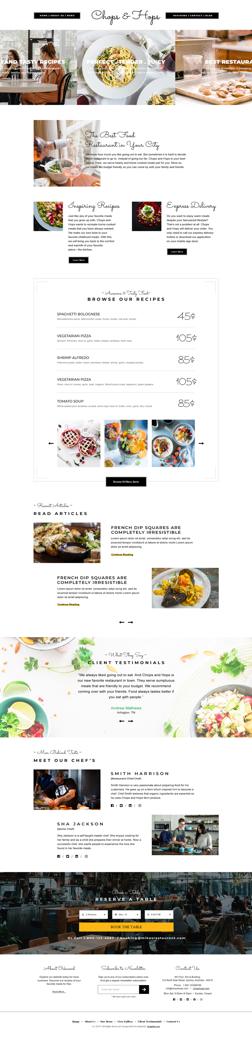 Free Minimal Restaurant Website Template - HTML5, PSD | Template.net