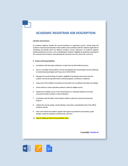 FREE Academic Registrar Cover Letter Template - Word | Google Docs ...