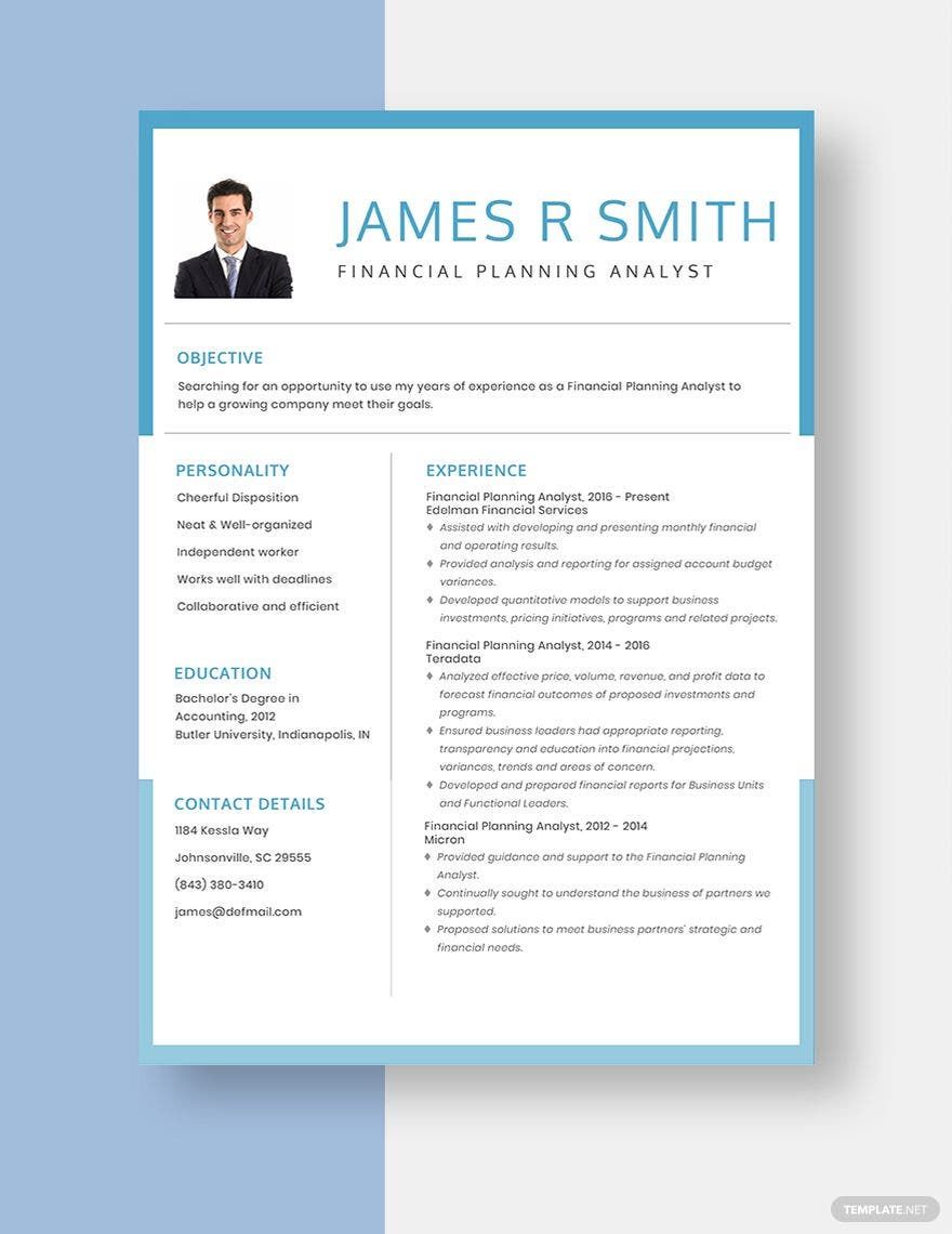 Financial Planning Analyst Resume Download In Word Apple Pages