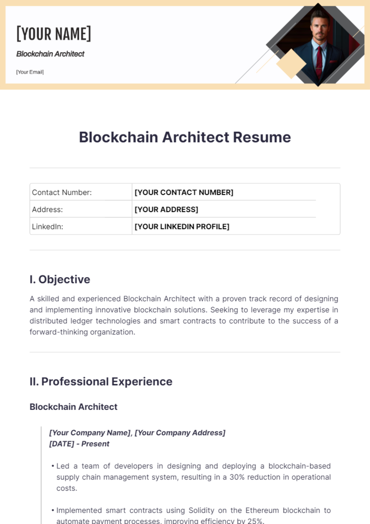 Blockchain Architect Resume - Edit Online & Download Example | Template.net