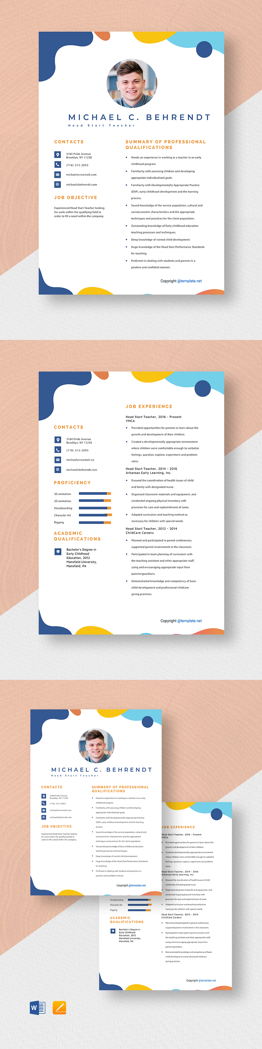 Head Start Teacher Assistant Resume Template - Word, Apple Pages ...