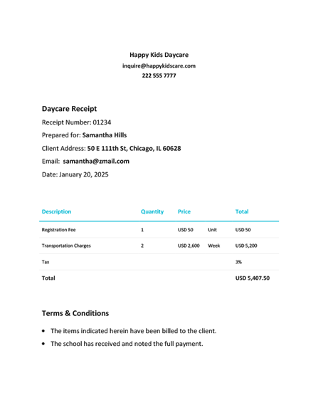 Sample Hostel Rent Receipt Template - Download in Word, Google Docs ...