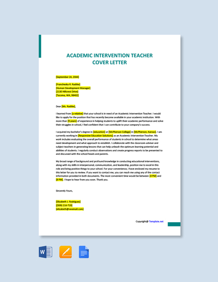 Intervention Letter Format