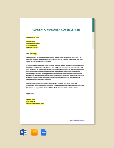 Chef Manager Cover Letter Template - Google Docs, Word | Template.net