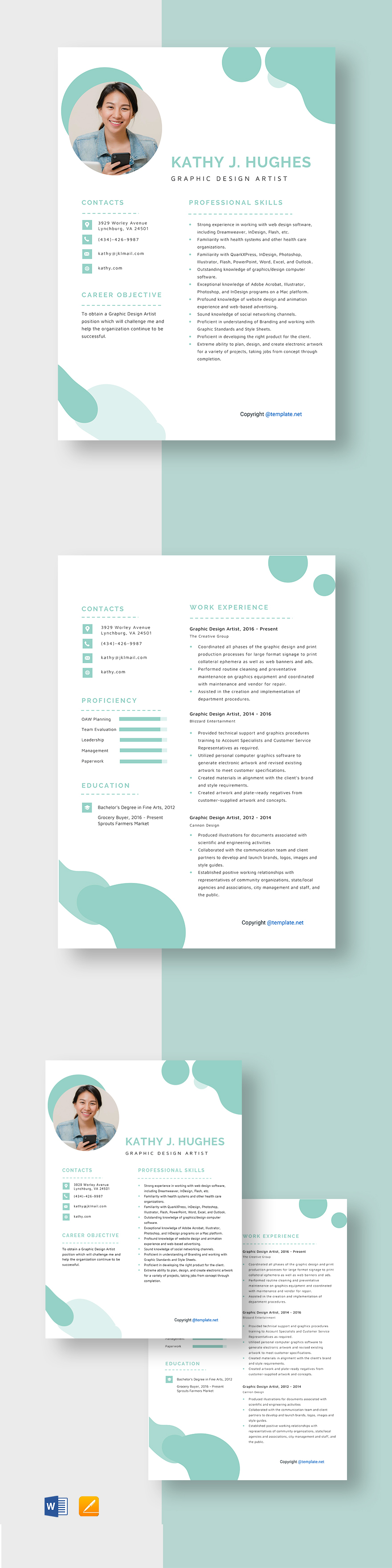 Graphic Design Artist Resume Template - Word, Apple Pages, PDF ...