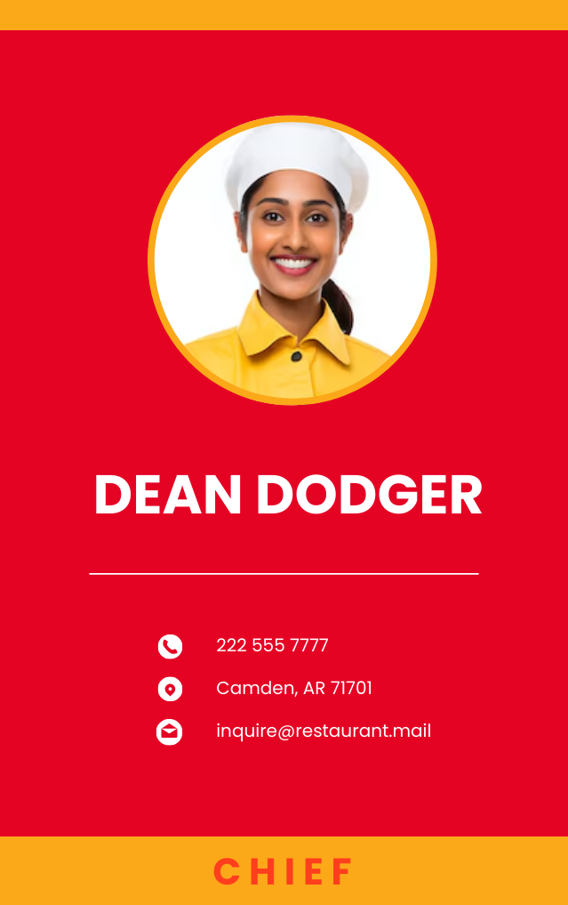 Restaurant Company ID Card Template - Edit Online & Download Example ...