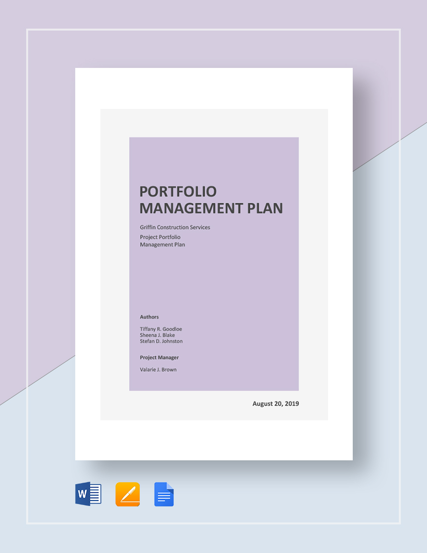 Portfolio Management Plan Template Download In Word Google Docs