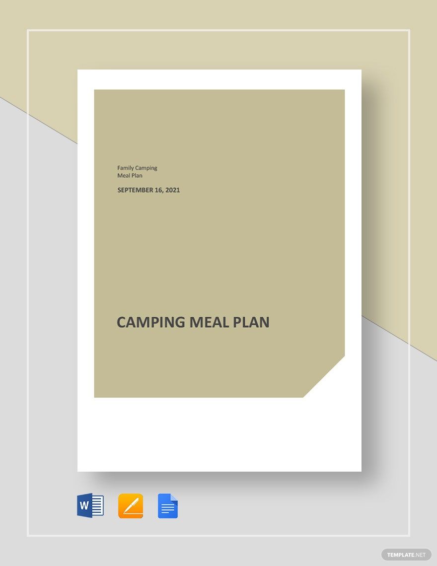 Camping Meal Plan Template Google Docs Word Apple Pages Template