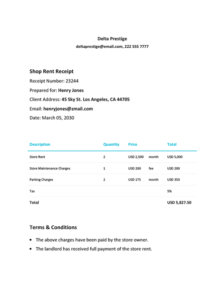 Free Printable Rent Receipt Template - Download in Word, Google Docs ...