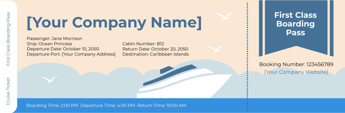 Cruise Ticket Template - Edit Online & Download Example | Template.net
