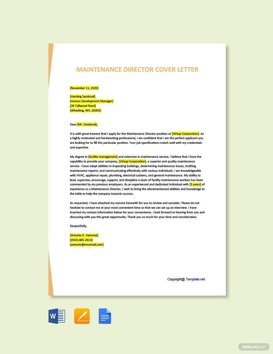 Annual Maintenance Contract Letter In Google Docs Pages Word Outlook