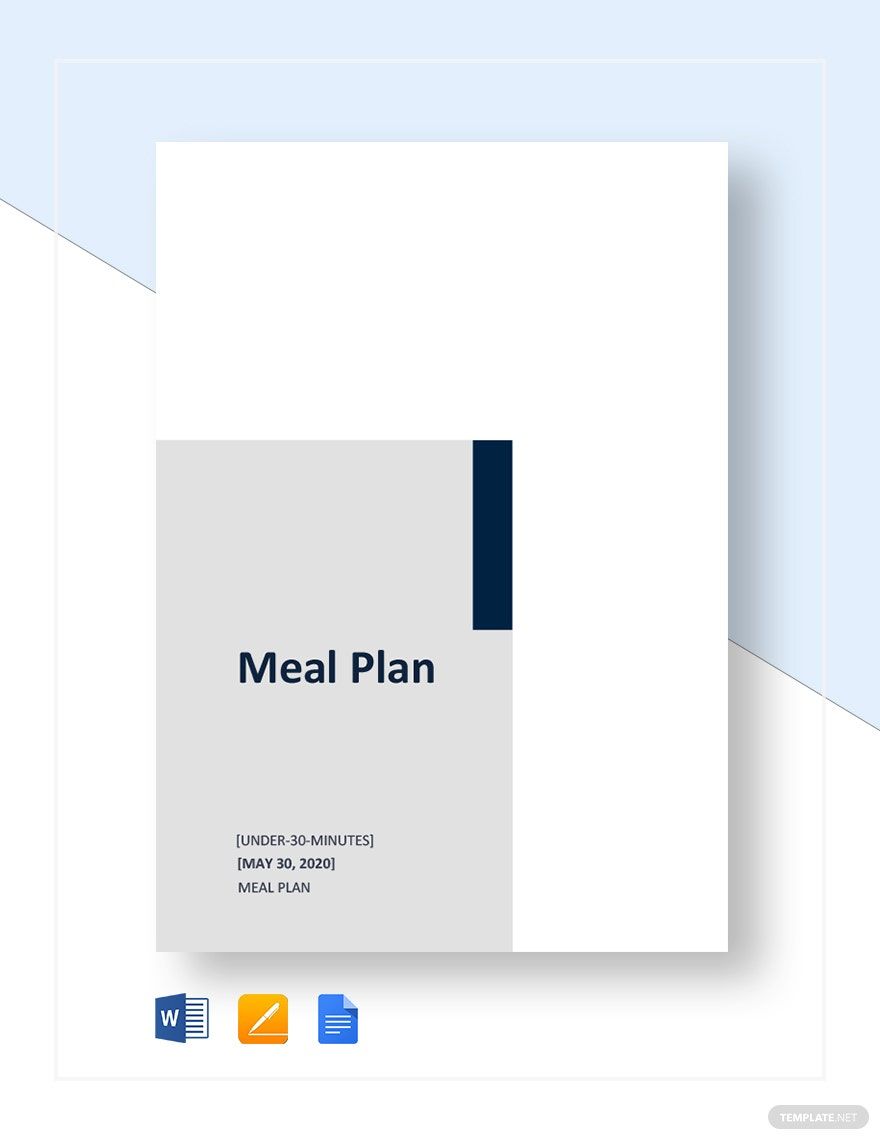 Simple Meal Plan Template Google Docs Word Apple Pages Template