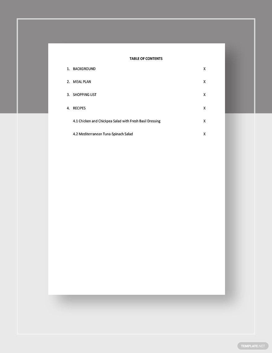 Editable Meal Plan Template Google Docs Word Apple Pages Template