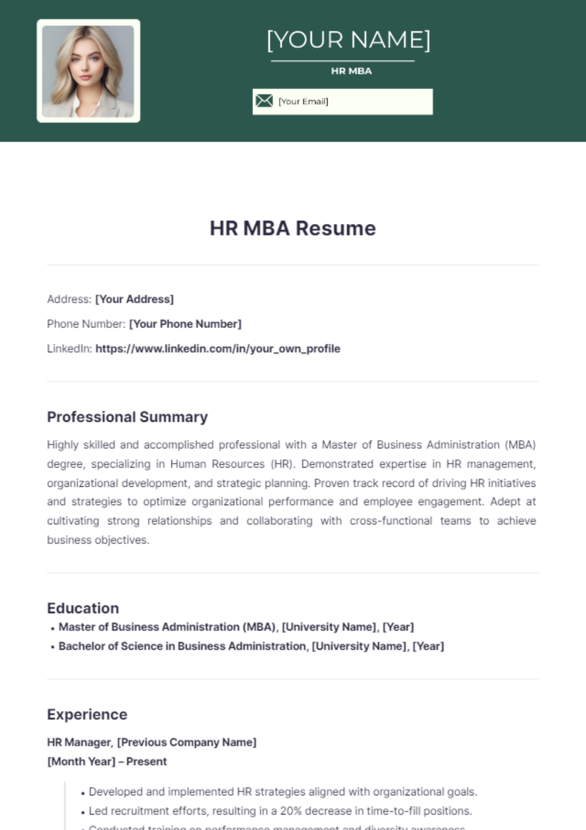 Free MBA Resume Templates To Edit Online And Download