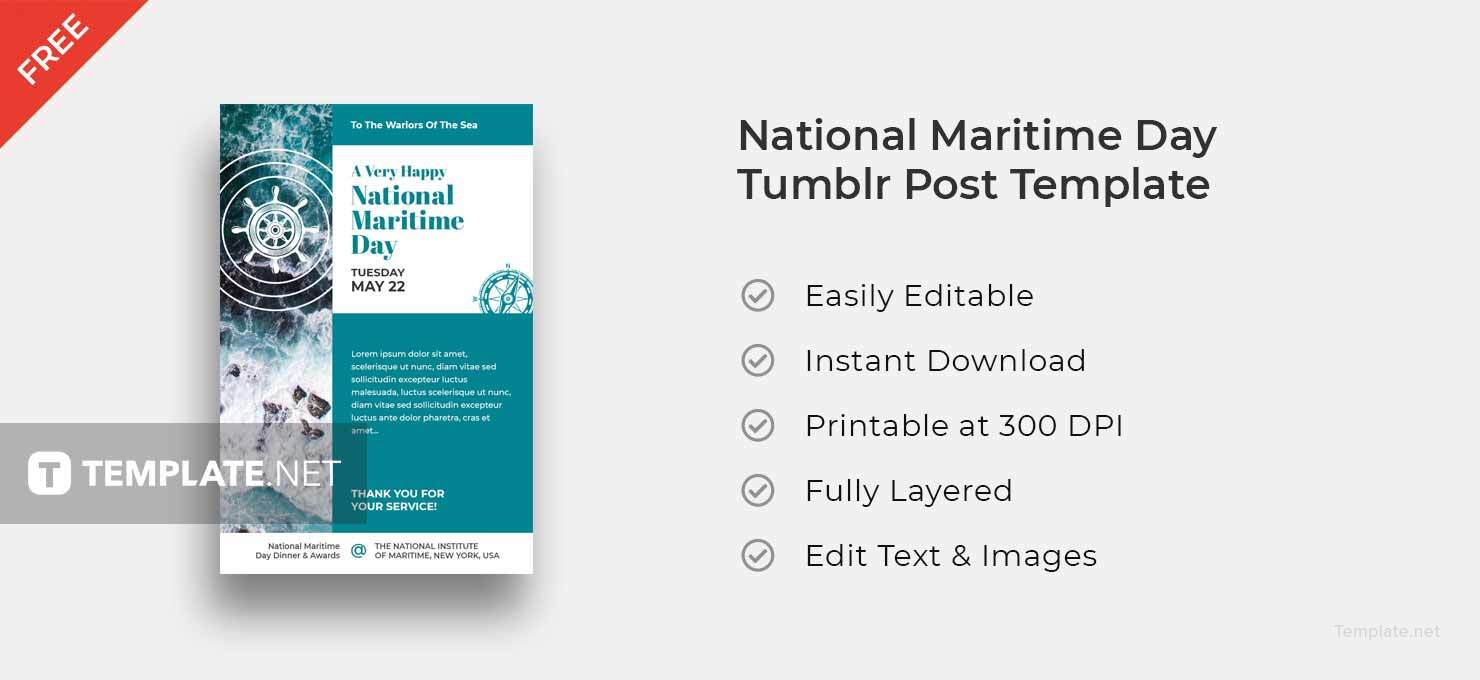 National Maritime Day Tumblr Post Template in Adobe Photoshop ...