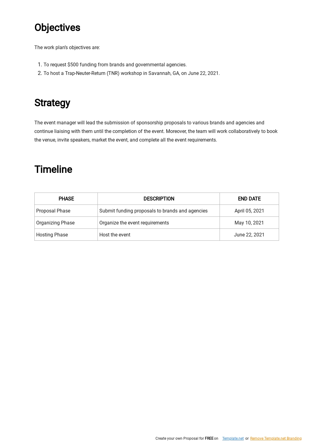 Basic Work Plan Template in Google Docs, Word, Apple Pages, PDF ...