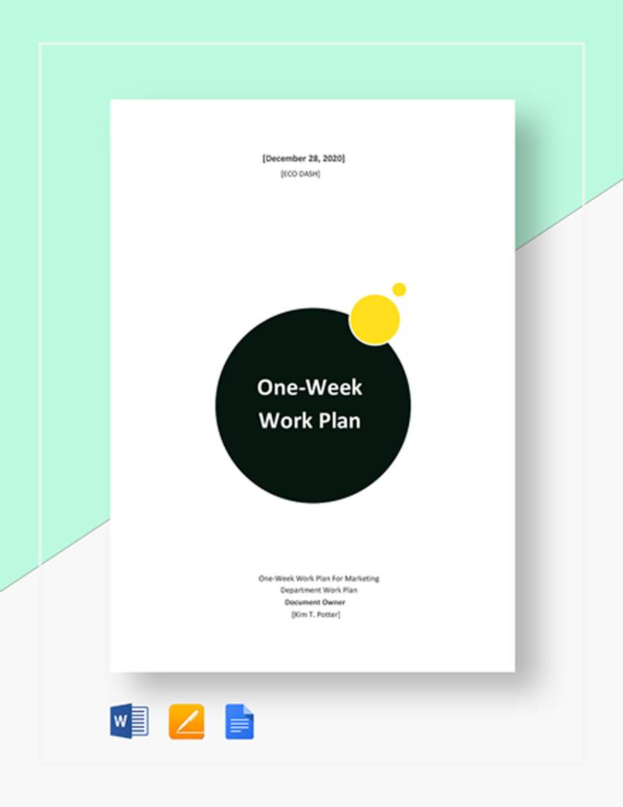 1 Week Work Plan Template - Google Docs, Word, Apple Pages | Template.net