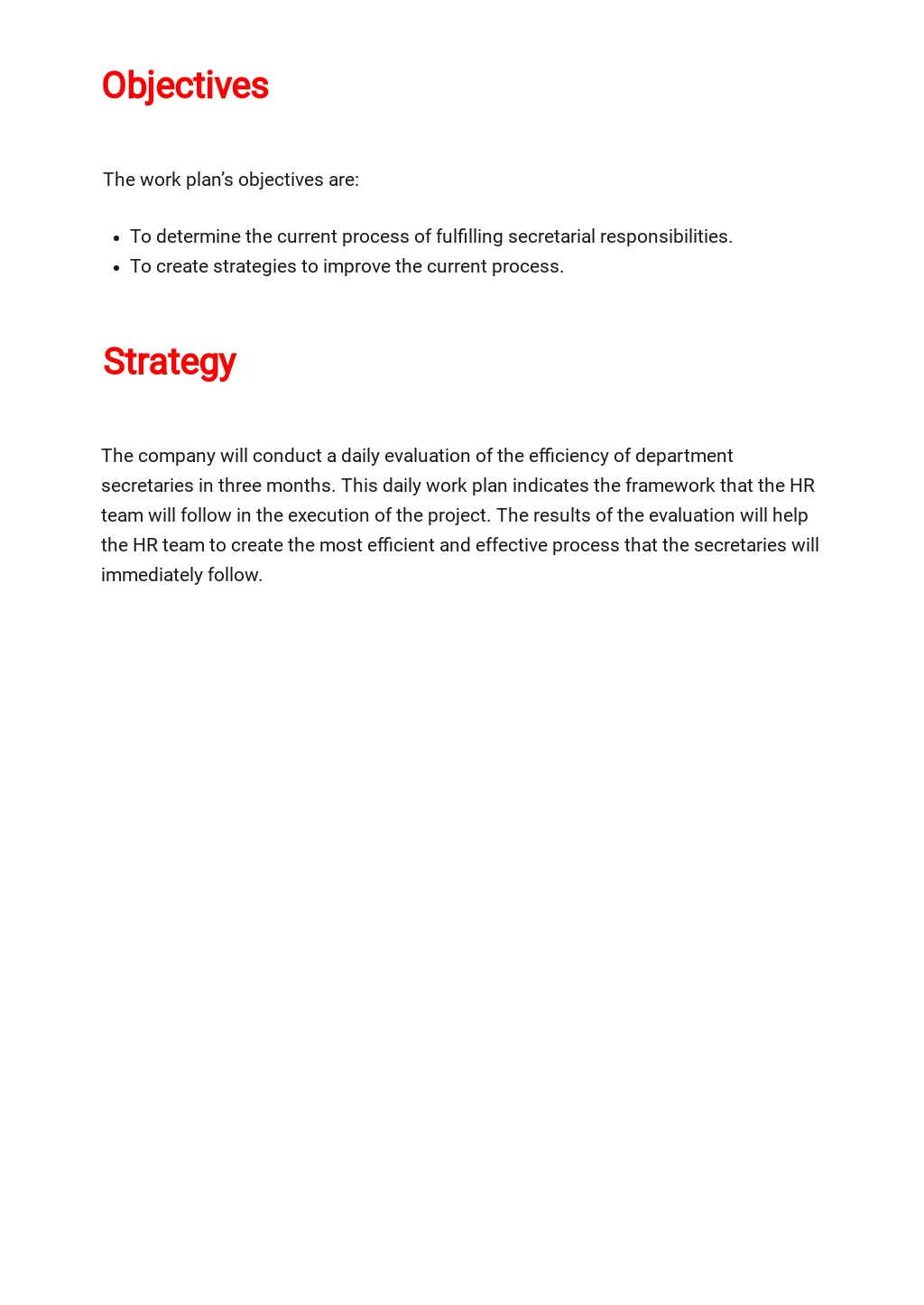 Daily Work Plan Template Free PDF Google Docs Word Apple Pages 