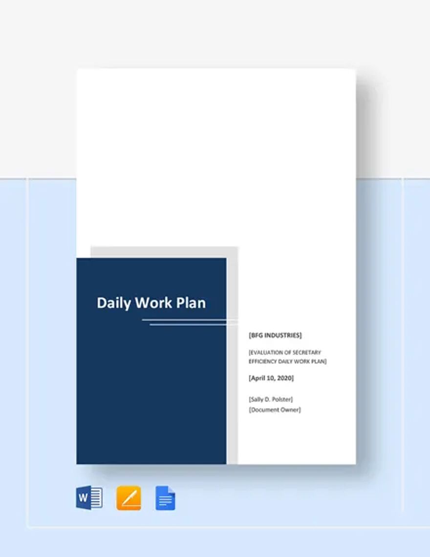 Daily Work Plan Template Google Docs Word Apple Pages Template