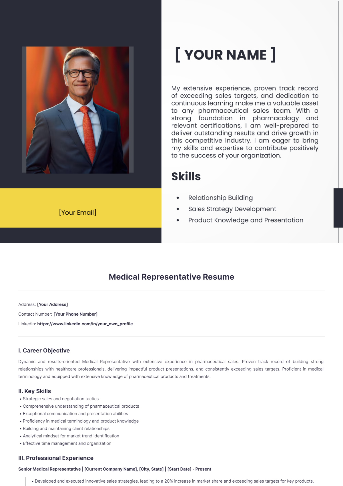 Medical Representative Resume - Edit Online & Download Example ...