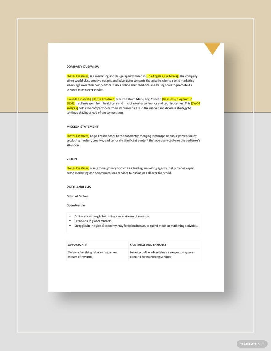 Creative SWOT Analysis Template - Google Docs, Word | Template.net