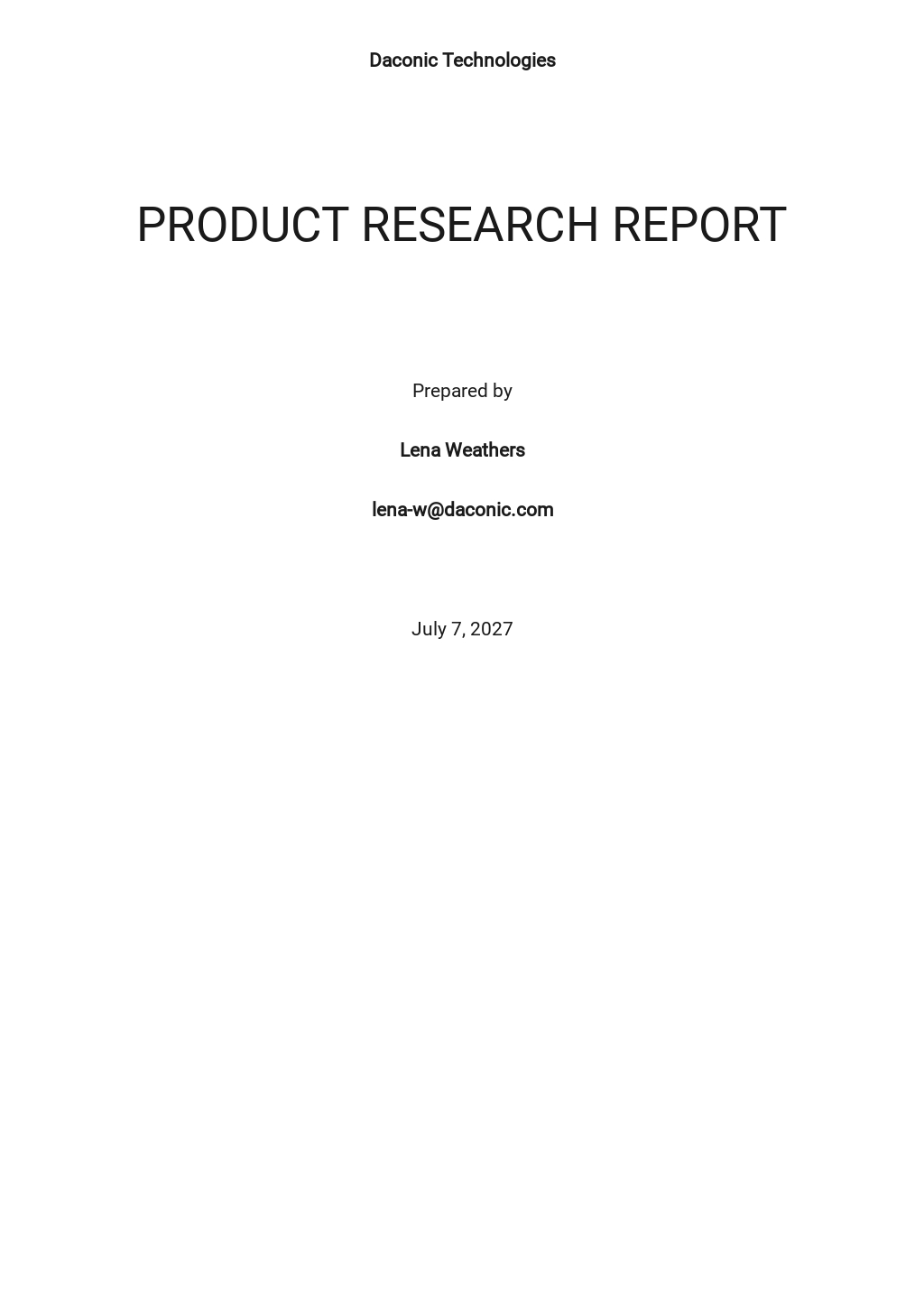 Research Report Cover Page Template Google Docs Word Template