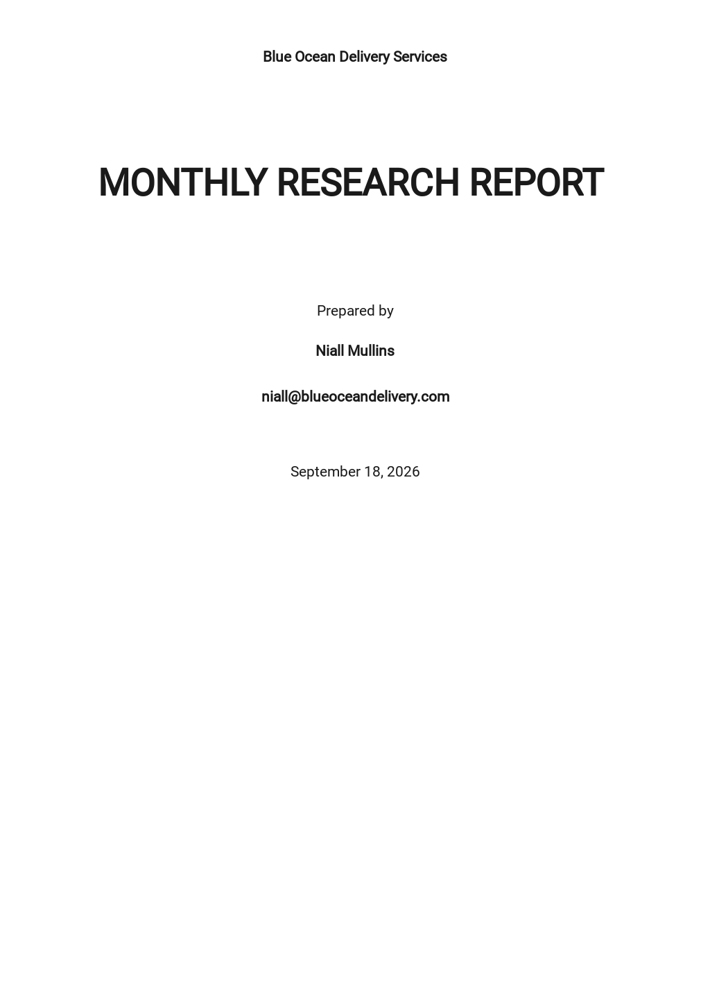Monthly Research Report Template