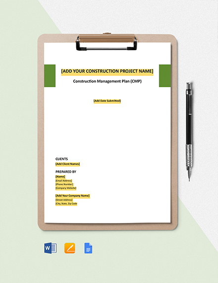 Basic Construction Management Template - Google Docs, Word, Apple Pages ...