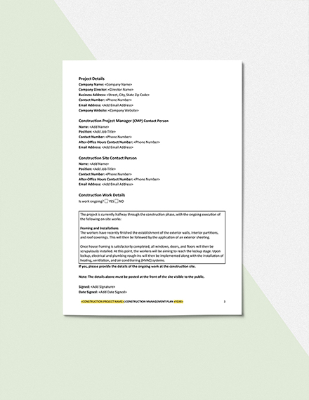 Basic Construction Management Template - Google Docs, Word, Apple Pages ...