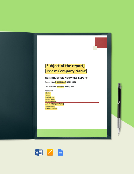 FREE Daily Construction Report Sample Template - PDF | Word (DOC ...