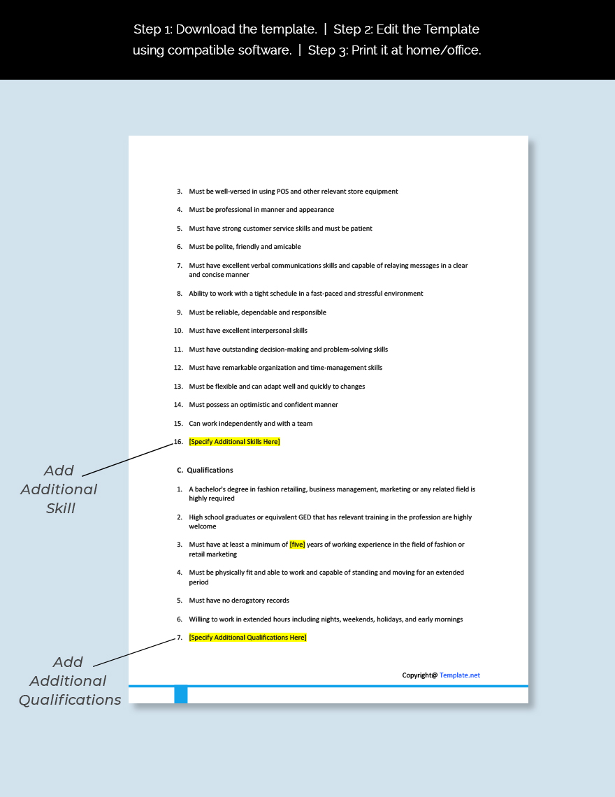 Free Clothing Store Sales Associate Job Ad And Description Template Word Google Docs PDF free-clothing-store-sales-associate-job-ad-and-description-template-word-google-docs-pdf