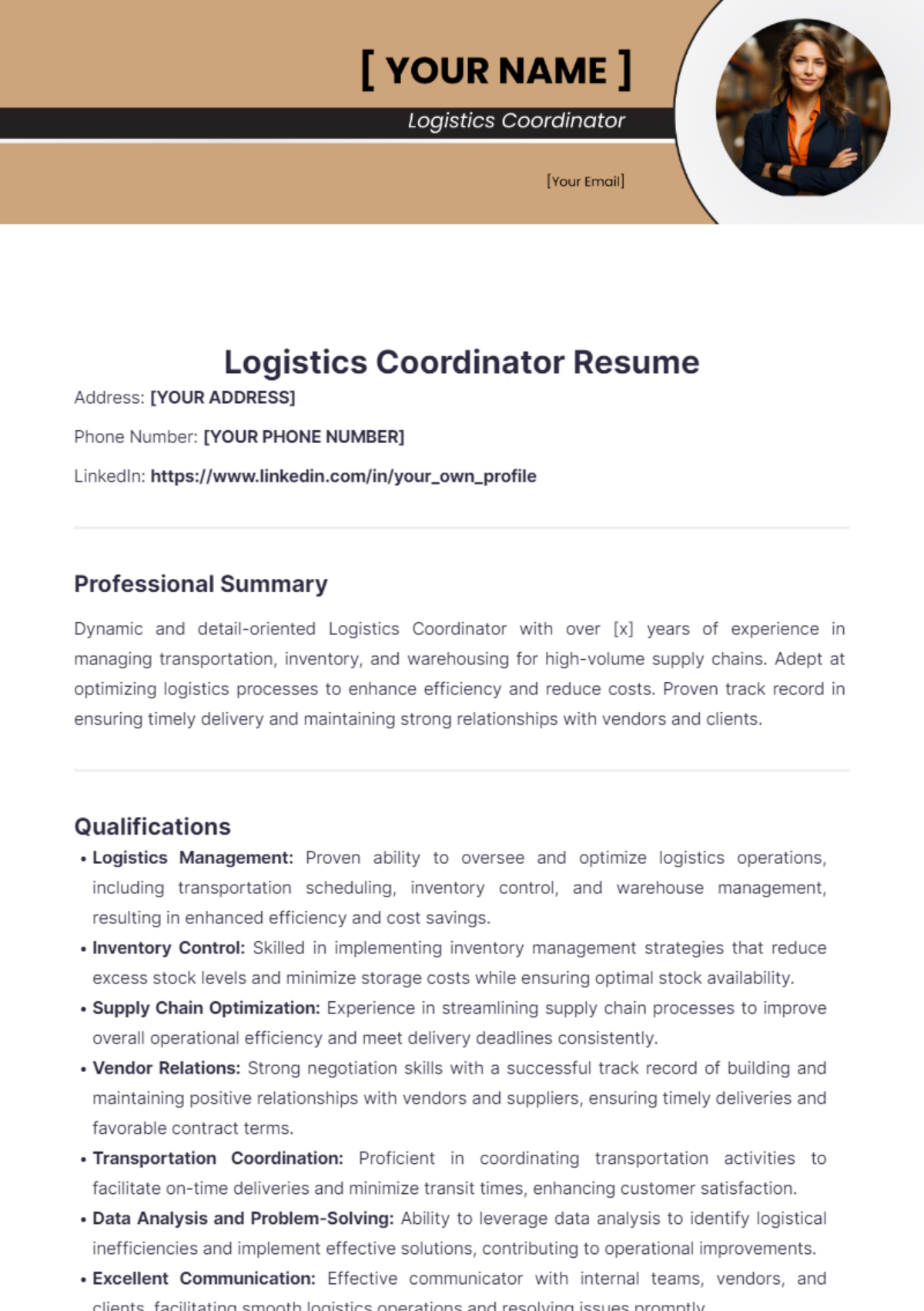 Free Logistics Coordinator Resume Template To Edit Online Free Logistics Coordinator Resume Template To Edit Online