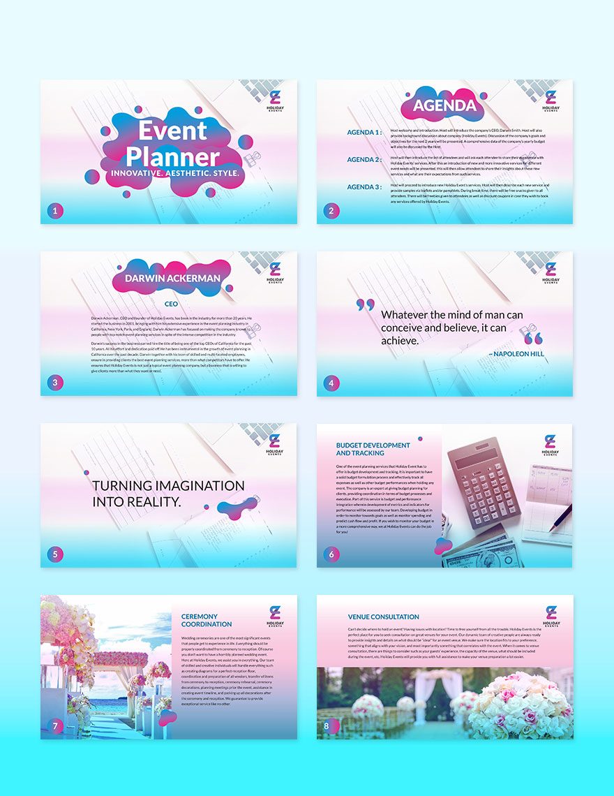 Event Planner Presentation Template - Download in Illustrator, PSD ...